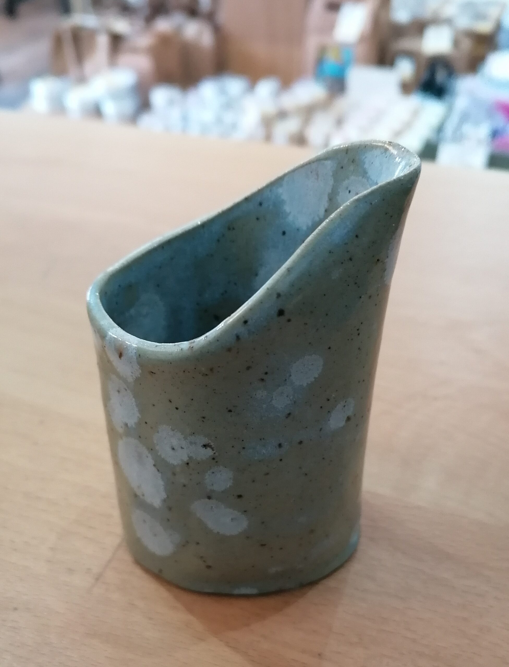 Handmade Pottery - Creamer (w/Bluish Grey Colour and White Spots) - Artigo