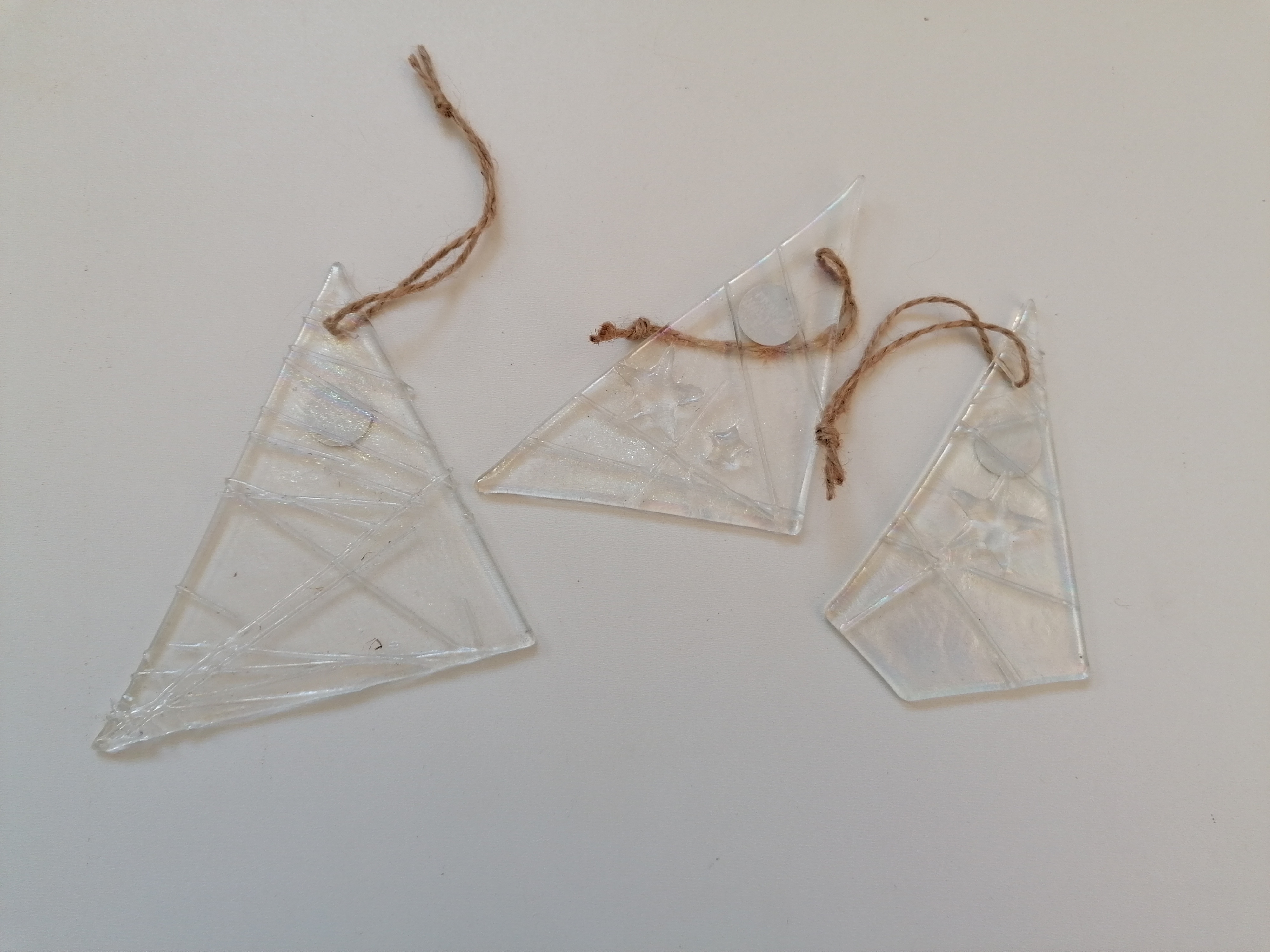 Handmade Glass Decorations - Shiny Triangle Shapes (Various Sizes and ...